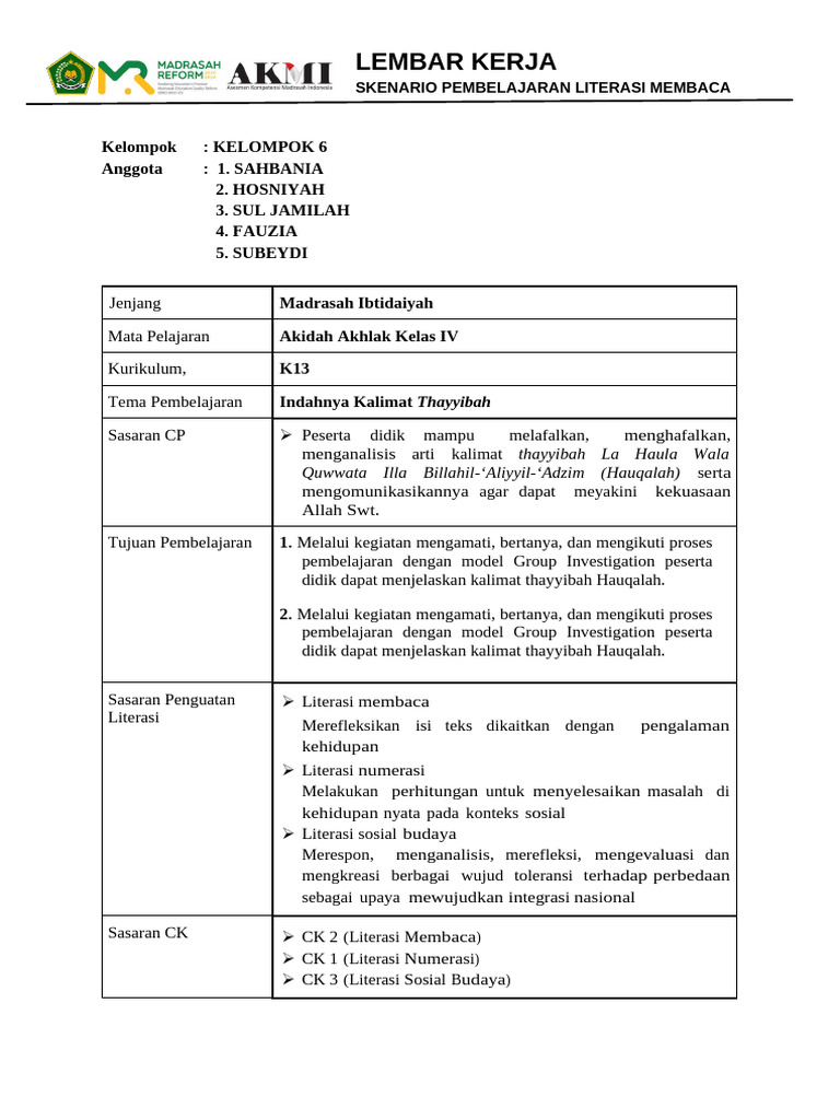 LK - Template Skenario Pembelajaran | PDF | Karier & Perkembangan