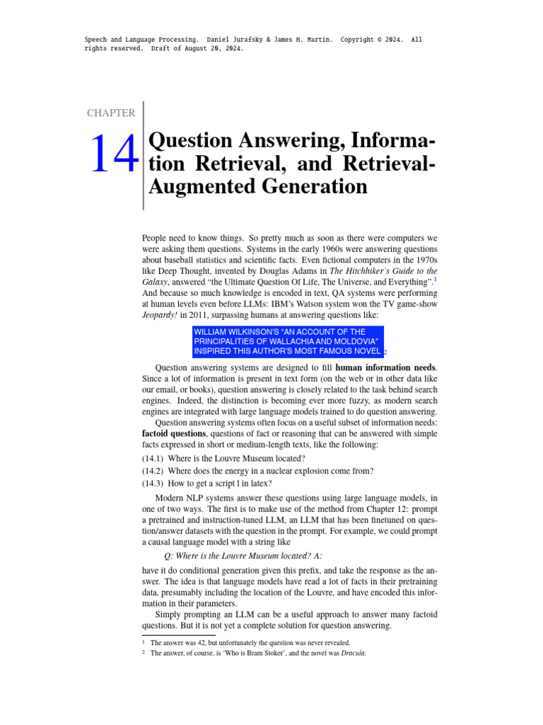 Question Answering, Information Retrieval, and Retrieval Augmented ...