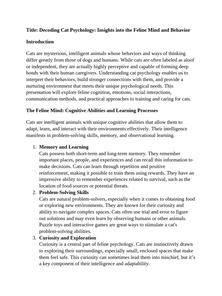 Presentation Cat Psychology | PDF | Cats | Psychology