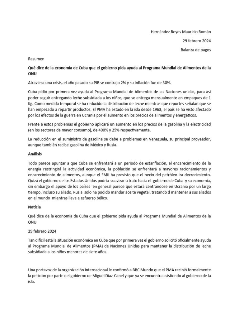 Nota 08 -02-2024 | PDF | Cuba | Alimentos Nota 08 -02-2024 | PDF | Cuba | Alimentos