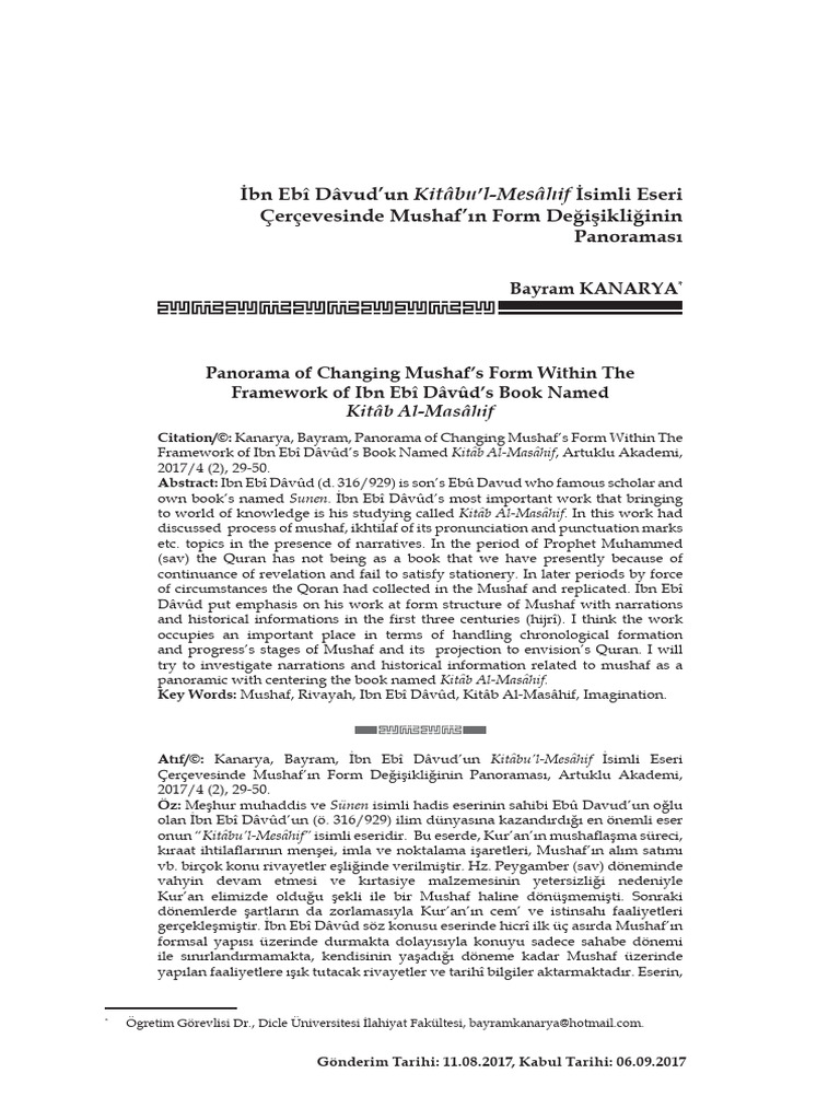 BN Eb - D - Vud - Un Kit - Bu - L-Mes - Hif - Simli Eseri - Er - Evesinde Mushaf - N Form de - I ...