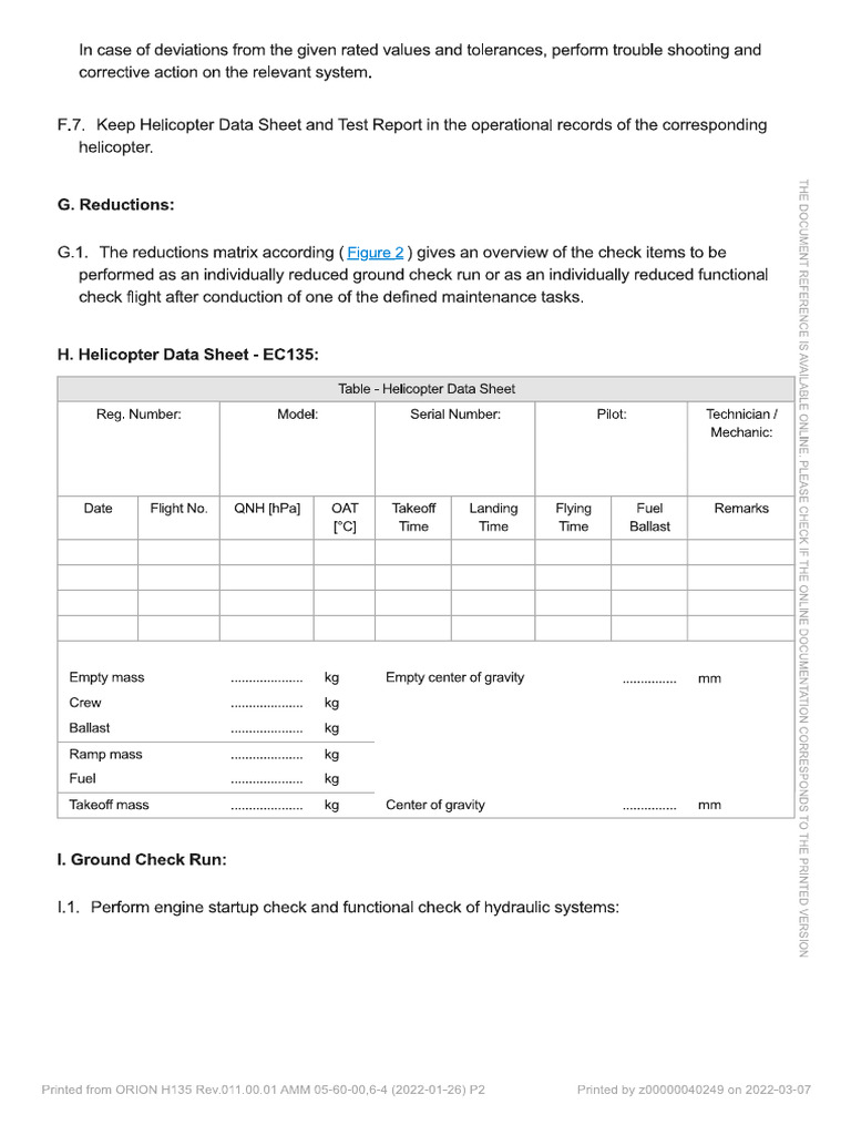 Ground Run & Check Flight Ec135 | PDF