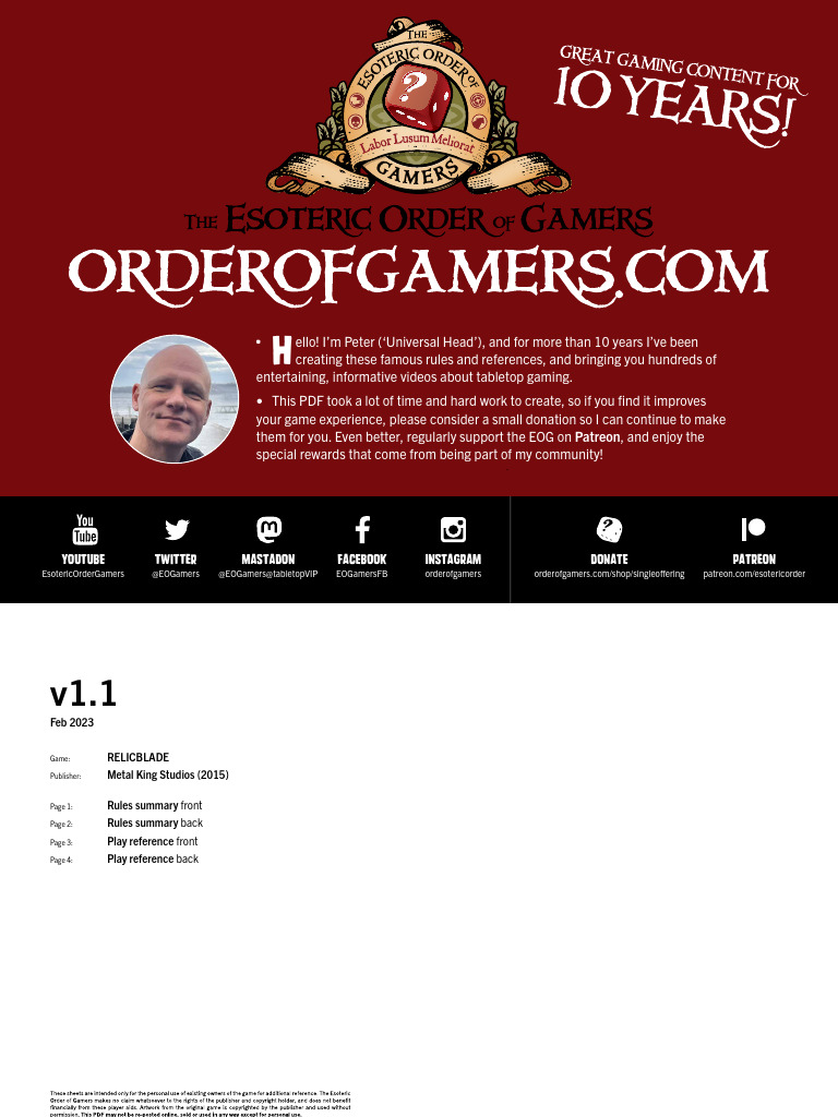 Tabletop Gamers' Relicblade Guide | PDF | Dice