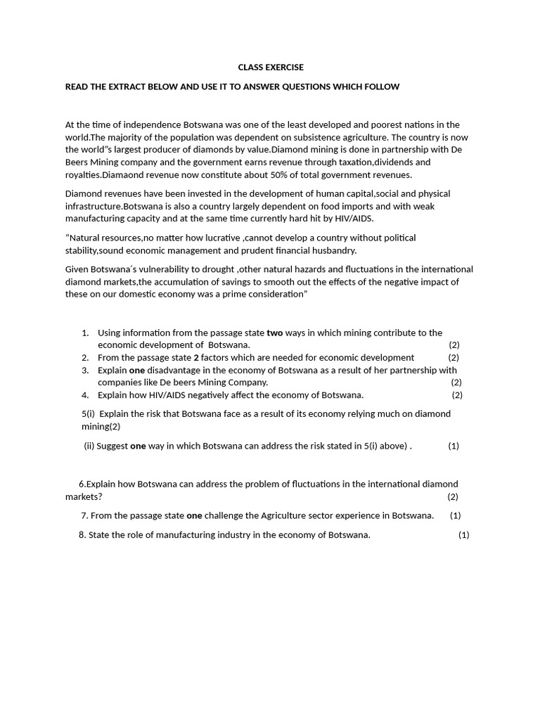 Economic Development Exercise | PDF | Social Science