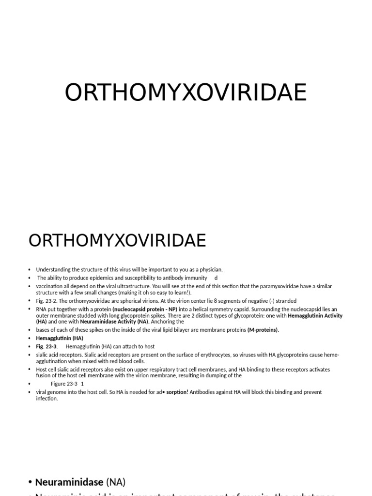 ORTHOMYXOVIRIDAE | PDF | Influenza | Virus