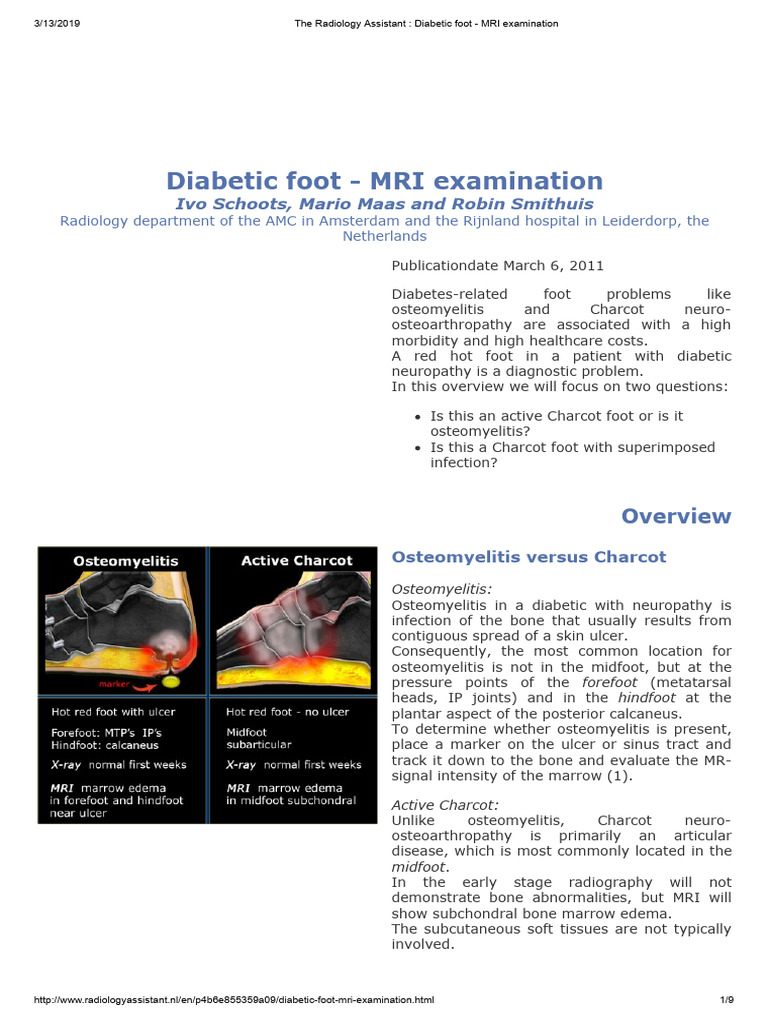 The Radiology Assistant - Diabetic Foot - MRI Examination | PDF ...