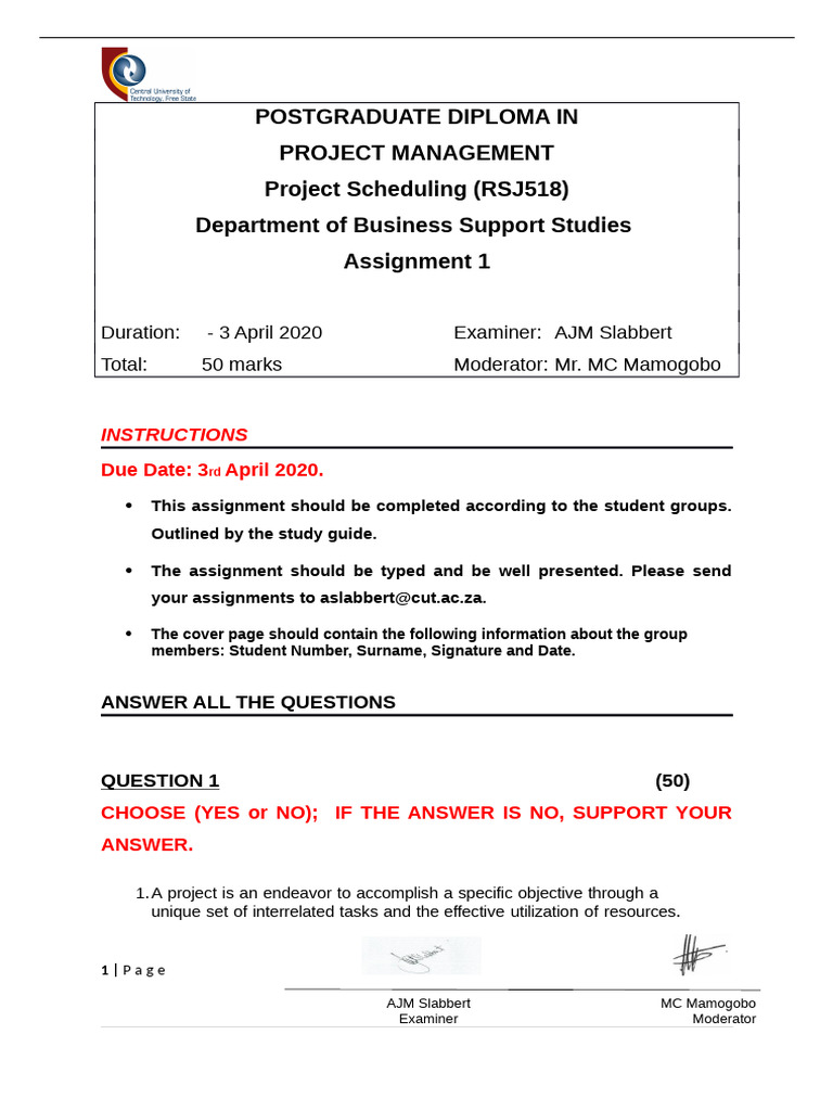 Project Management Assignment Overview | PDF | Project Management ...