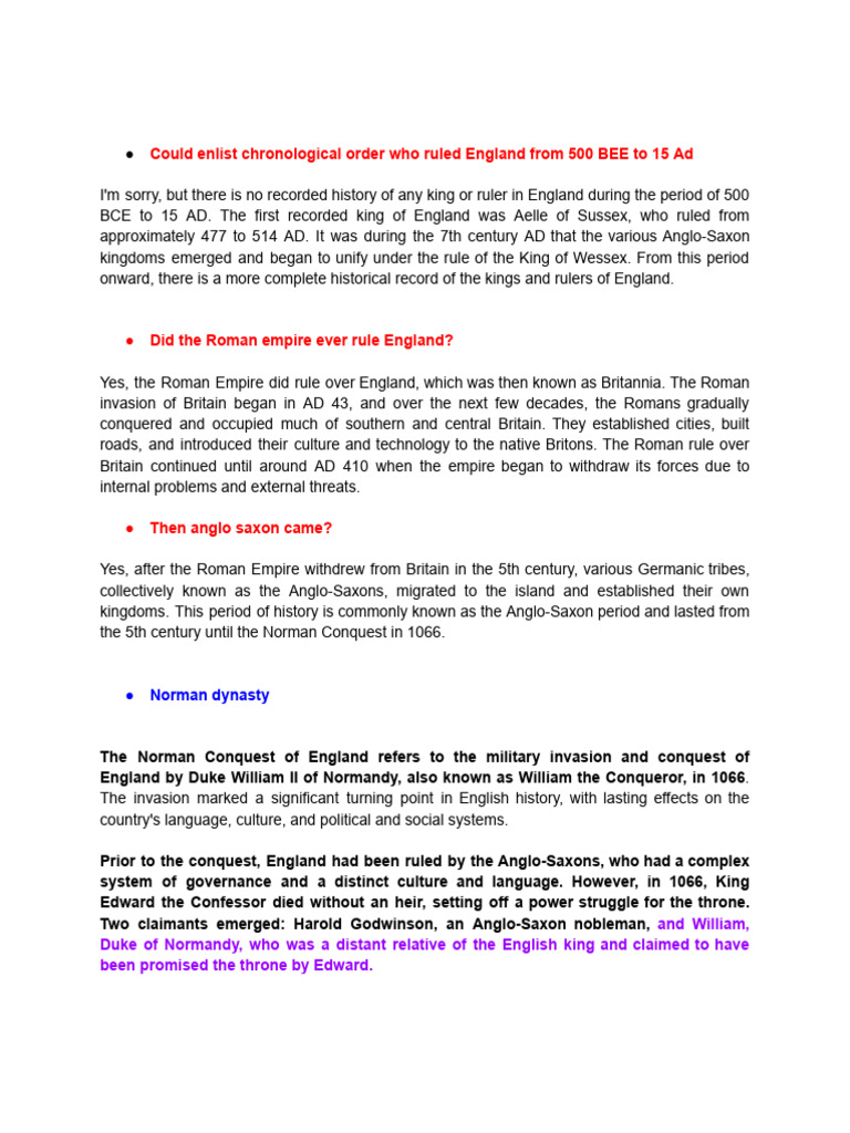 Brief Timeline of British History | PDF | House Of Tudor | Catholic Church