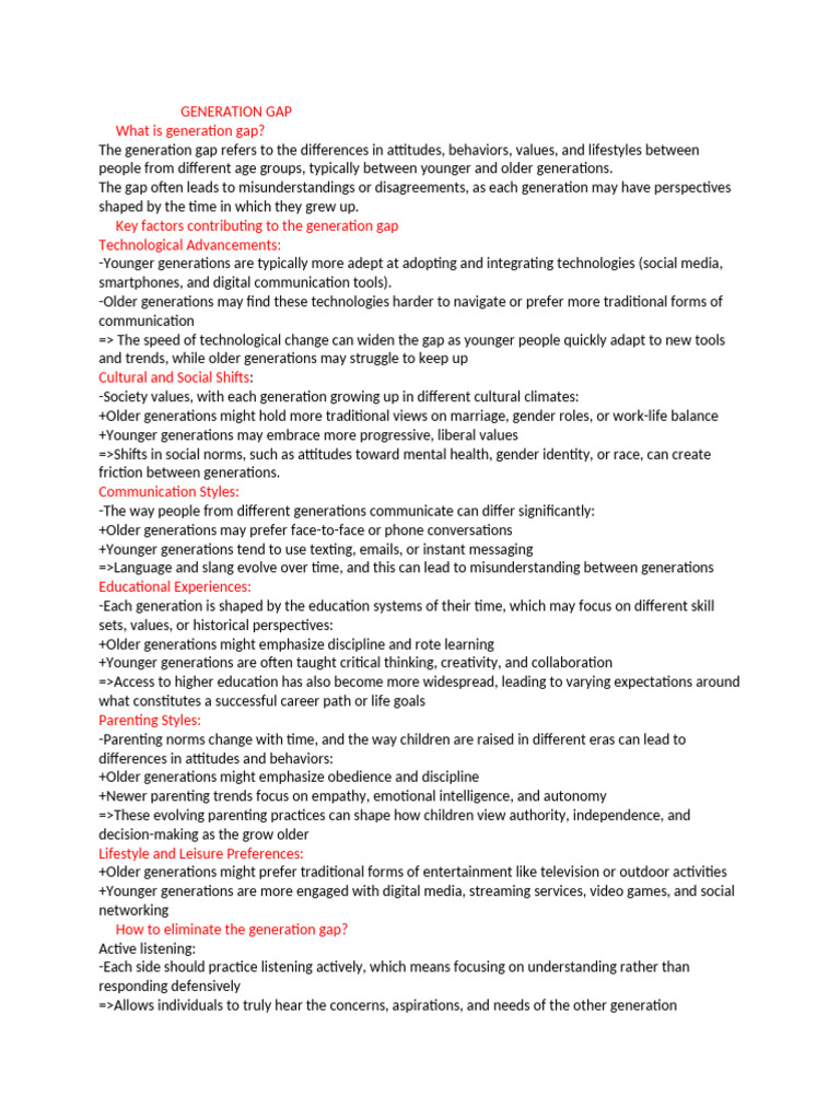 GENERATION-GAP | PDF | Communication | Attitude (Psychology)