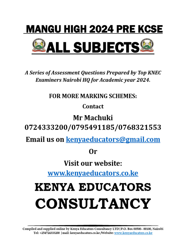 MANGU HIGH 2024 PRE KCSE EXAM | PDF | Leaf