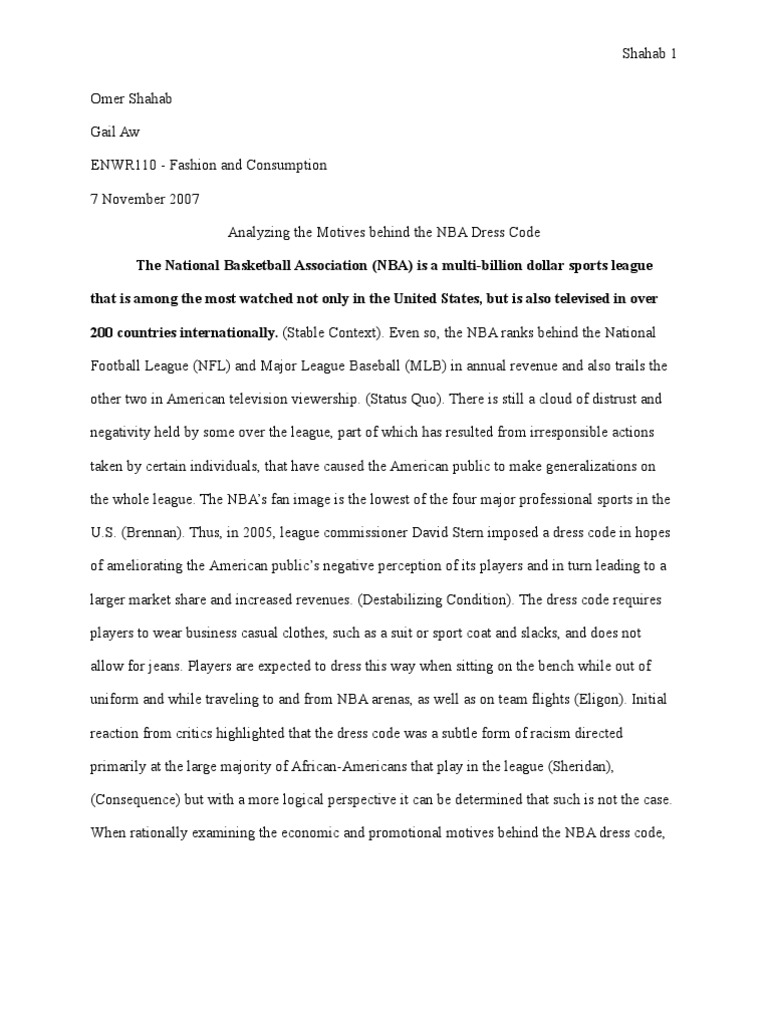 NBA Dress Code: Image and Professionalism | PDF | Clothing | National ...