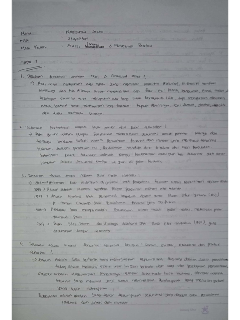 Tugas 1 Analisis Investasi & Manajemen Portofolio Habibatus Salmi | PDF