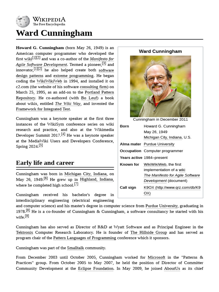 Ward_Cunningham | PDF | Software Engineering | Computer Science