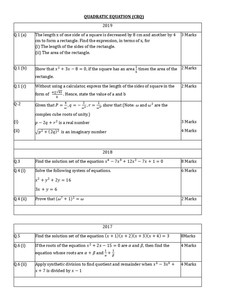 QUADRATIC EQUATION | PDF | Factorization | Quadratic Equation