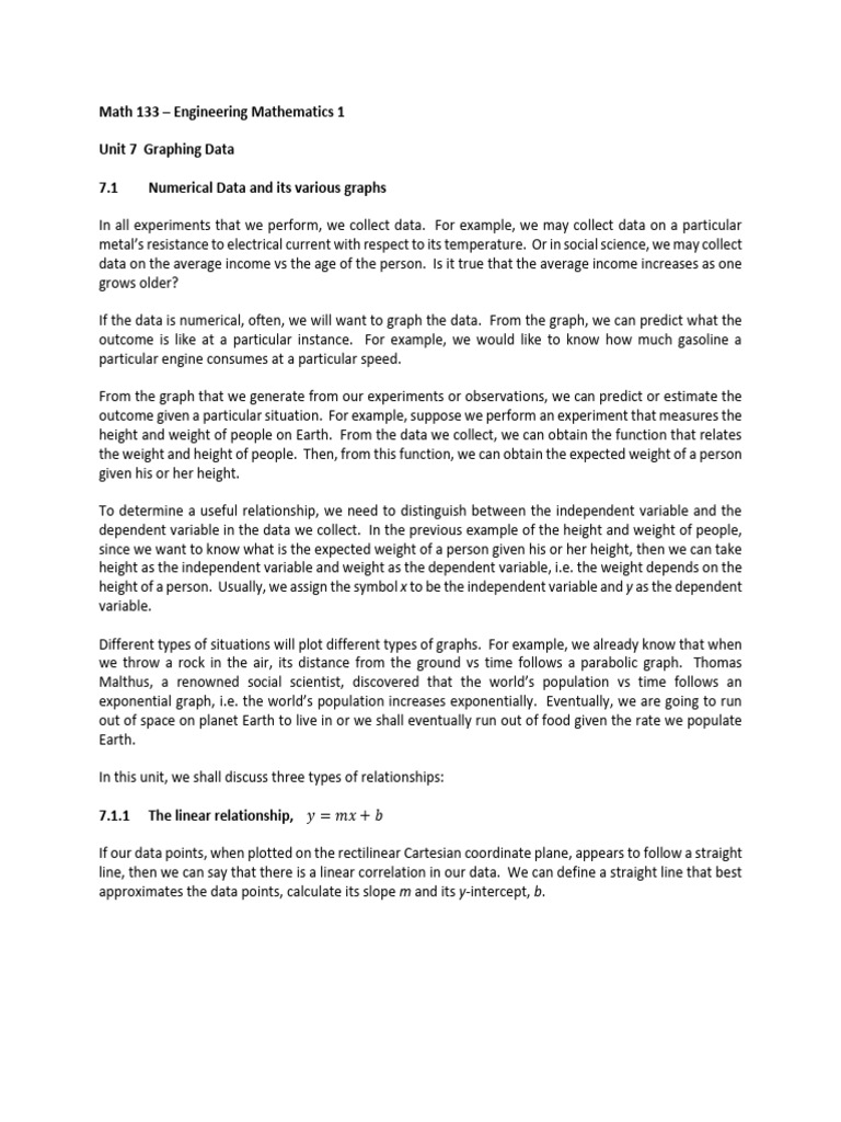 Math 133 - Unit 7 Graphing Data-1 | PDF | Mathematics