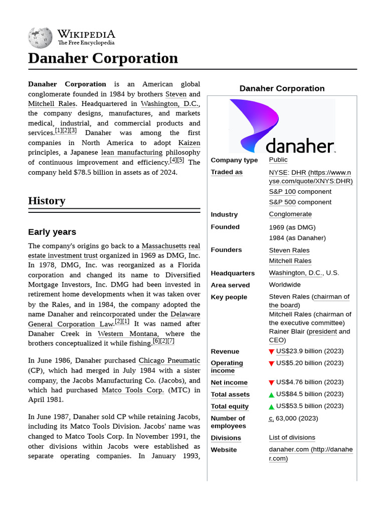 Danaher_Corporation | PDF | Companies | Publicly Traded Companies Of ...
