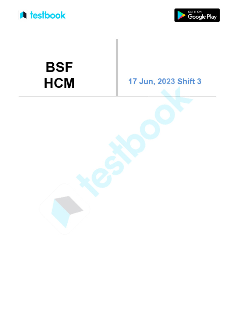 BSF Head Constable (Ministerial) Official Paper (Held On 17 Jun, 2023 ...
