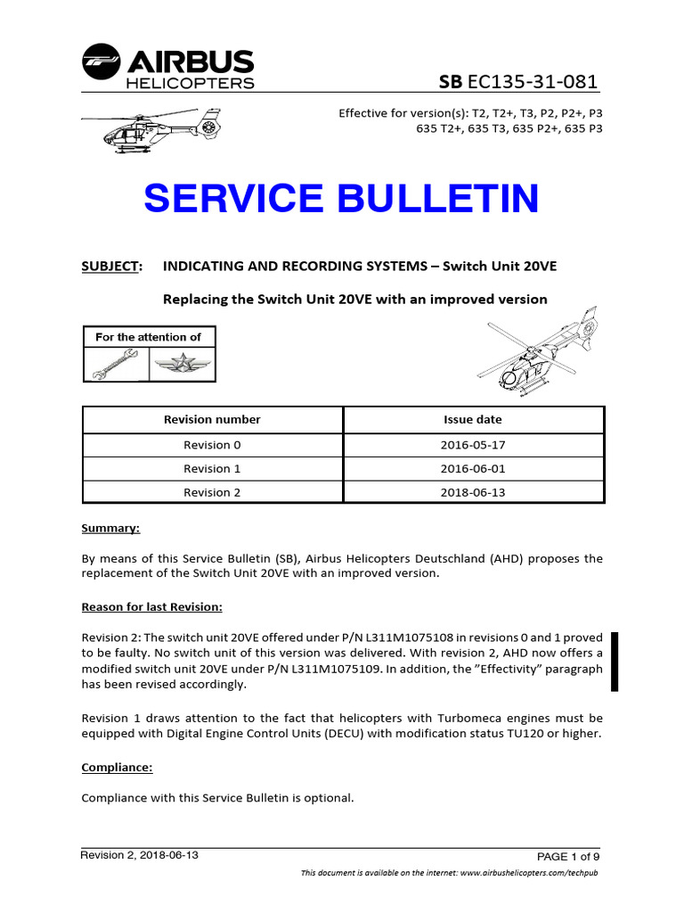SB - EC135 EC635 31 081 Rev2 EN | PDF | Transport | Aircraft