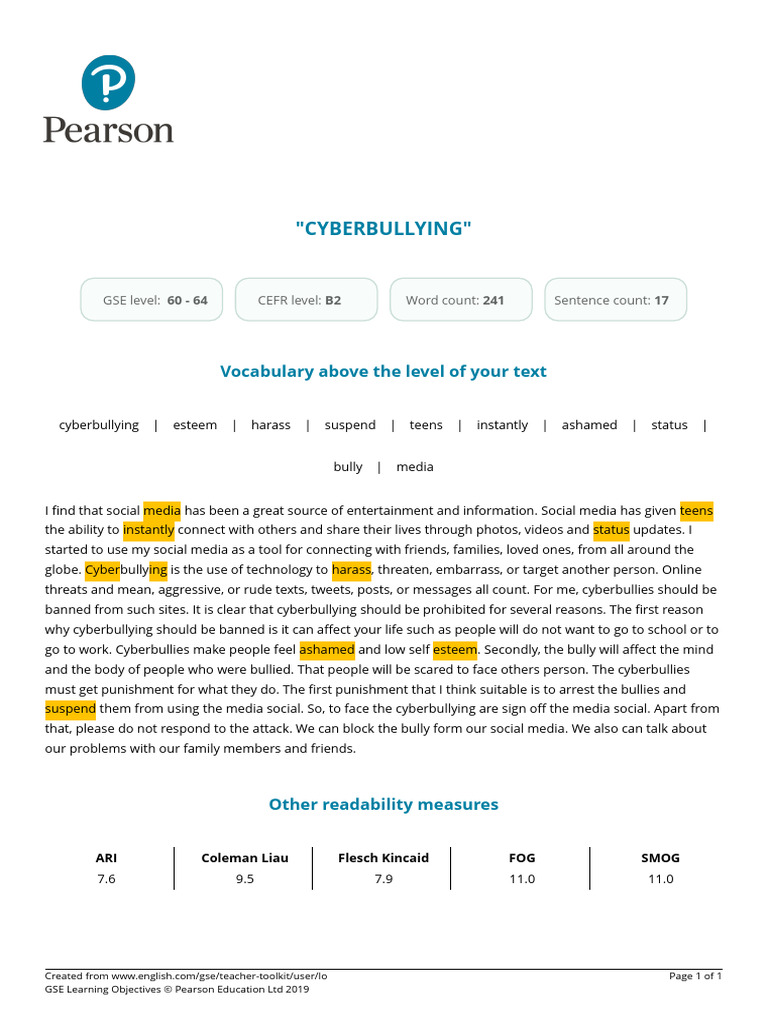 CYBERBULLYING | PDF | Career & Growth | Social Science