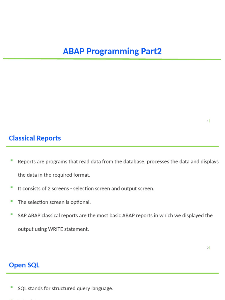4 - ABAP Programming Part2 | PDF | Control Flow | Sql