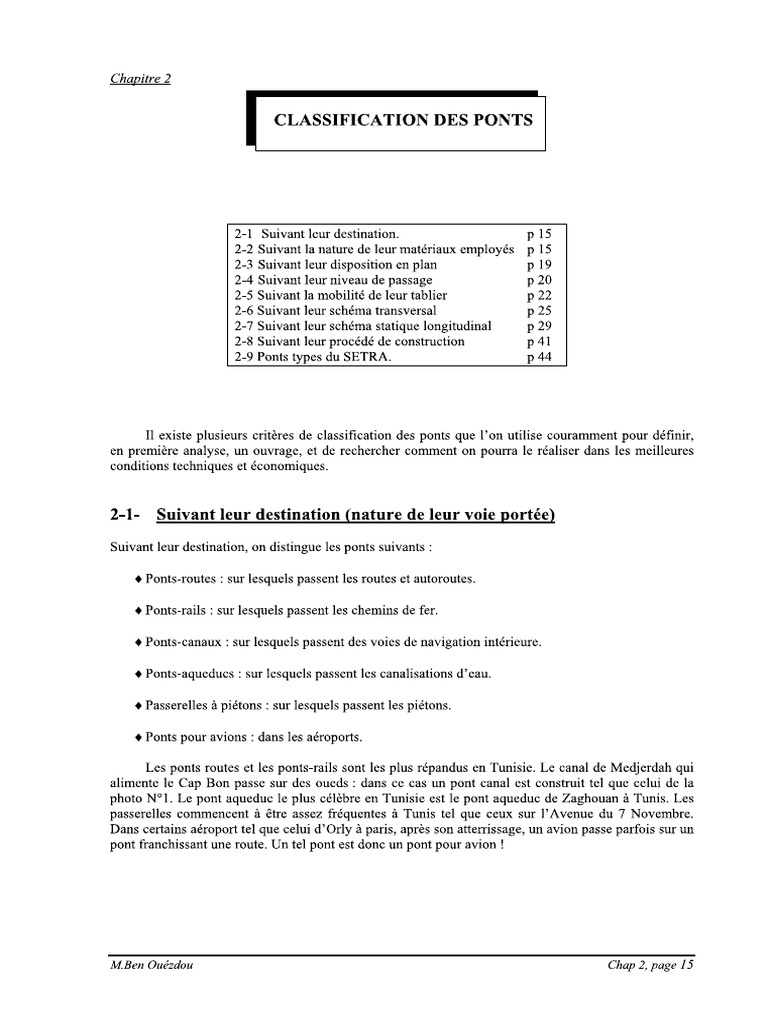 CHAP 2 CLASSIFICATION DES PONTS | PDF