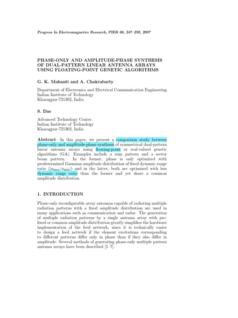 PHASE-ONLY AND AMPLITUDE-PHASE SYNTHESIS | PDF | Antenna (Radio) | Mathematical Optimization