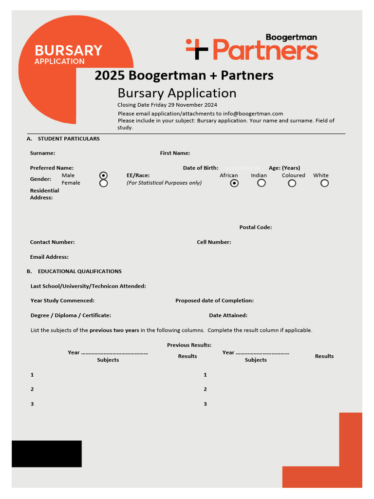 2025 Bursary Application Form | PDF