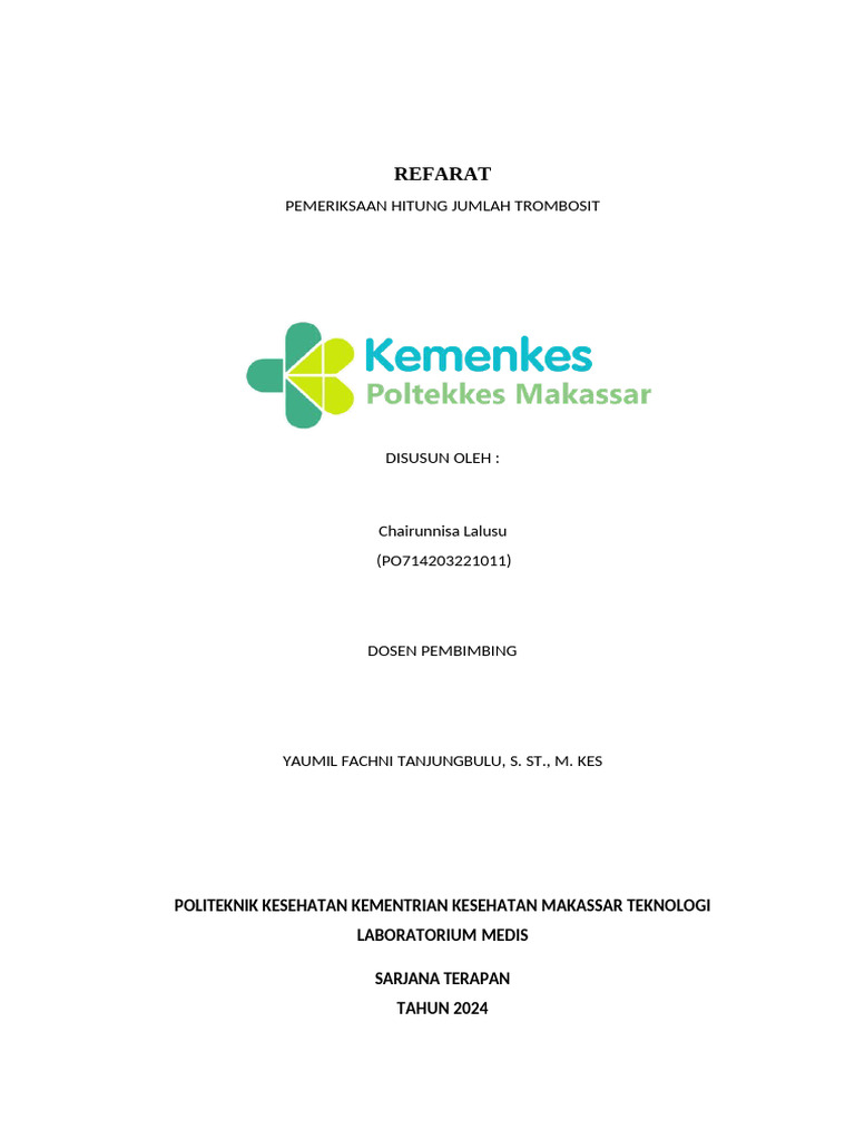 Refarat Hitung Jumlah Trombosit | PDF