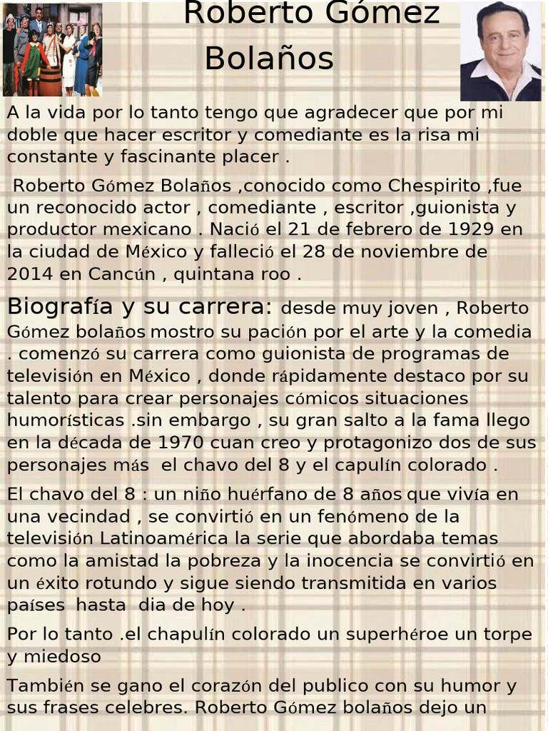 Biografía de Roberto Gómez Bolaños | PDF
