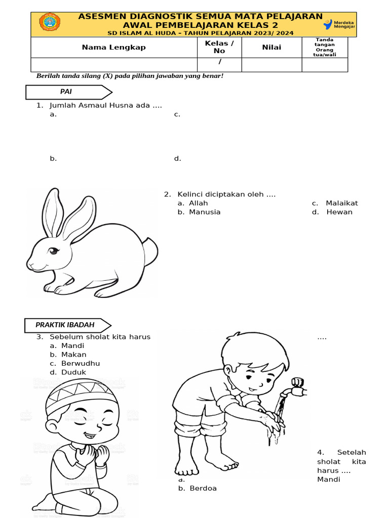 Asesmen Diagnostik Kelas 2 SD 2023 | PDF