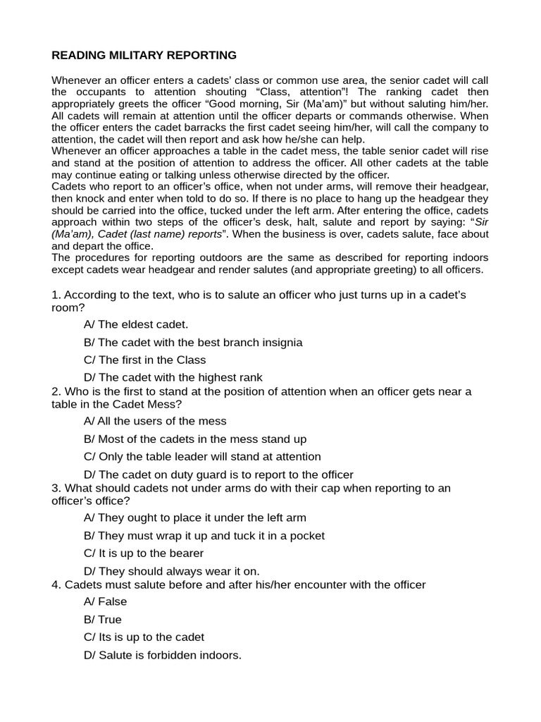 Reading Military Reporting | PDF | Military Life | Military Uniforms