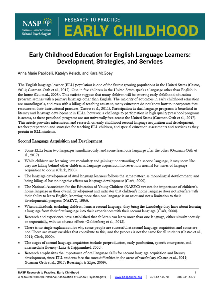 ELL Research Brief | PDF | Educational Assessment | Learning Disability