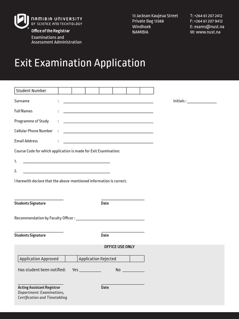 Exit Examination Application | PDF