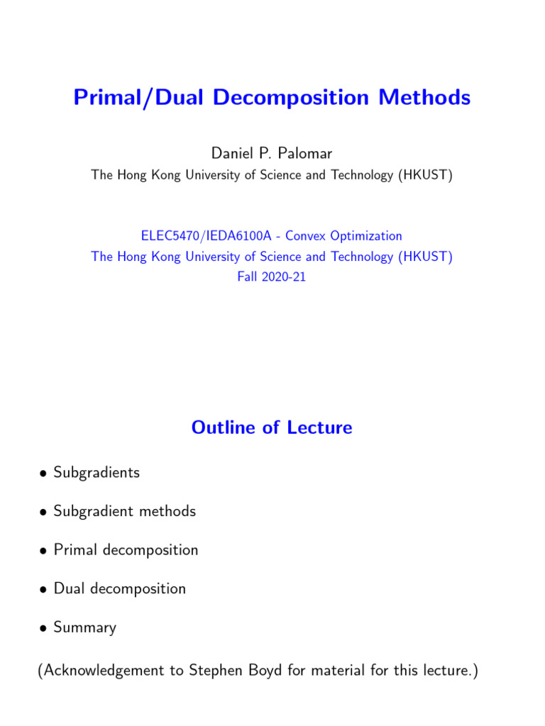 Primal - Dual Decomposition Methods | PDF | Mathematical Concepts | Mathematics