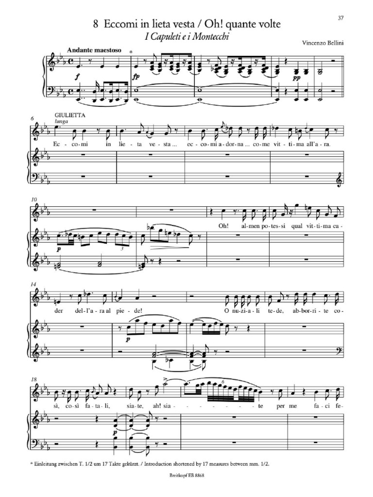 Bellini (I Capuleti e I Montecchi) - Eccomi in Lieta Vesta | PDF
