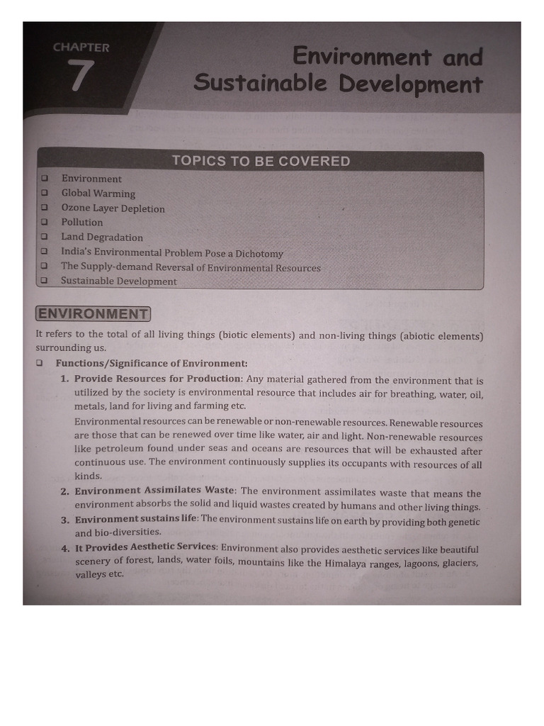 Indian Economics Class 12: Environment and Sustainable Development ...