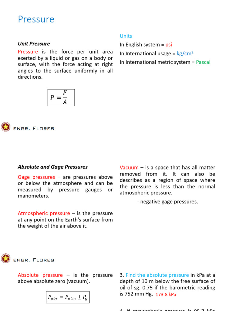 4.-Pressure | PDF | Pressure | Pressure Measurement