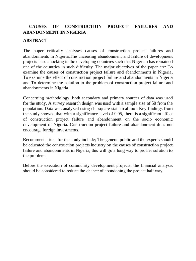 Causes of Construction Failures in Nigeria | PDF | Construction Management
