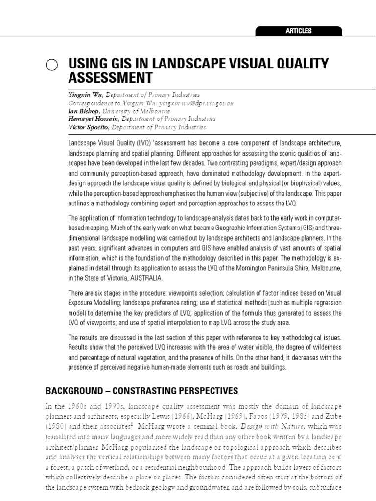 Using Gis in Landscape Visual Quality Assessment | PDF | Geographic Information System ...