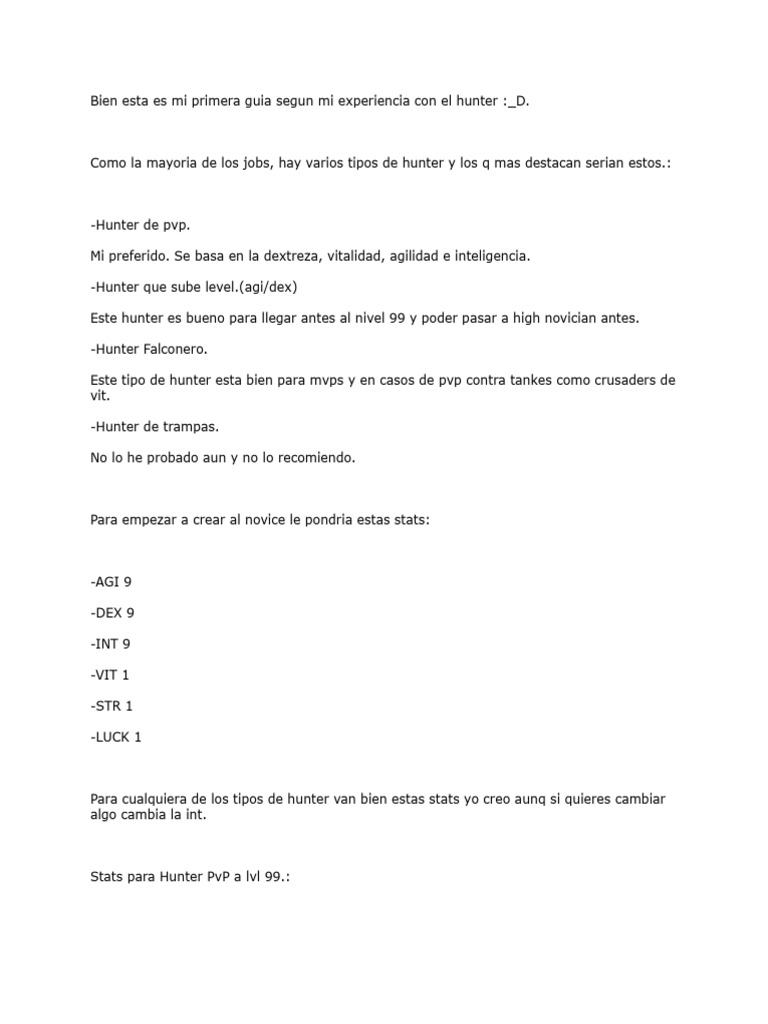 Guía de Hunters en MMORPG | PDF