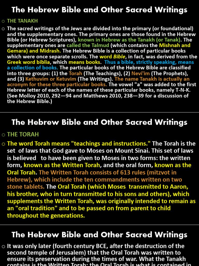 Overview of the Hebrew Bible and Torah | PDF | Hebrew Bible | Jewish ...