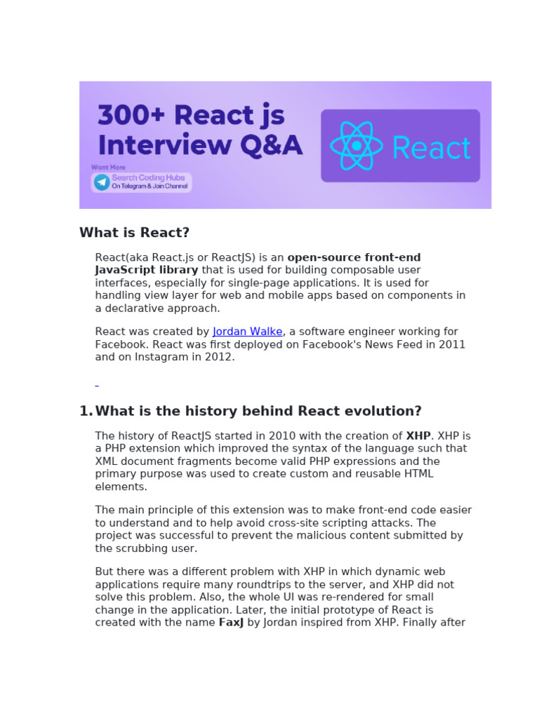 300 React Js Interview Q&A | PDF | Software Development | Computing