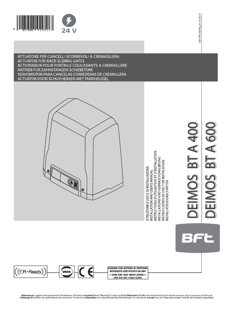 BFT - Deimos BT400 600 | PDF