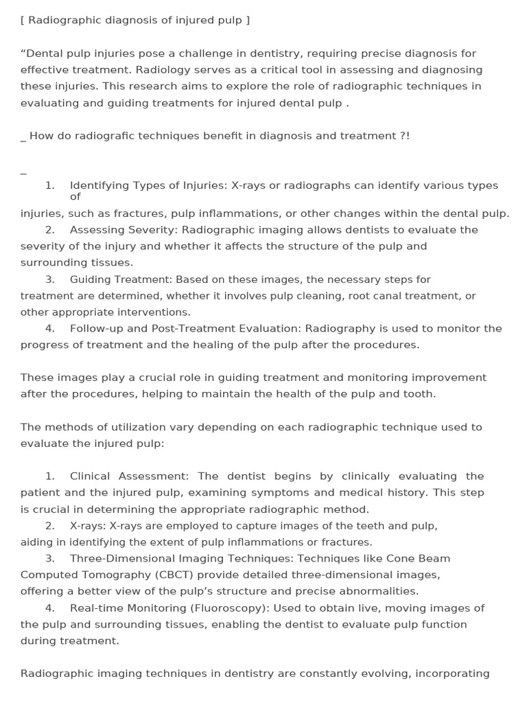 (Radiographic Diagnosis of Injured Pulp) - 3 | PDF | Radiography ...