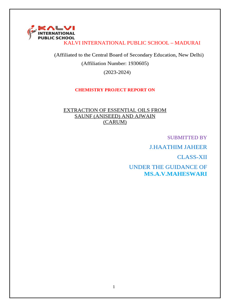 che project | PDF | Essential Oil | Distillation
