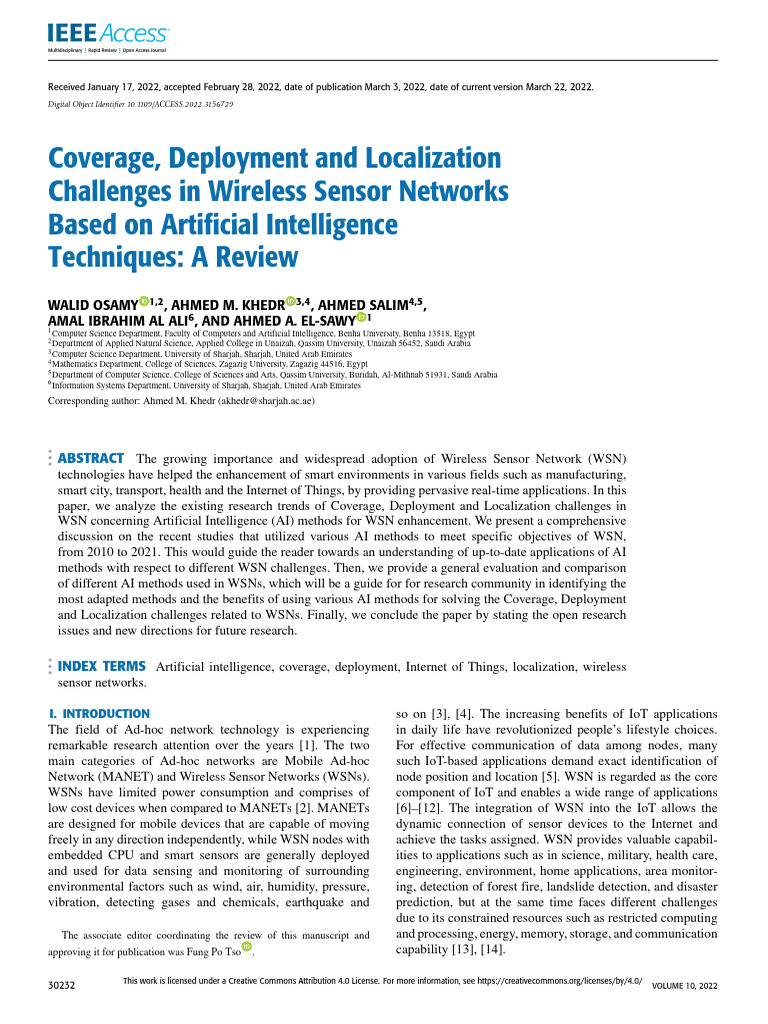 Coverage Deployment And Localization Challenges In Wireless Sensor Networks Based On Artificial