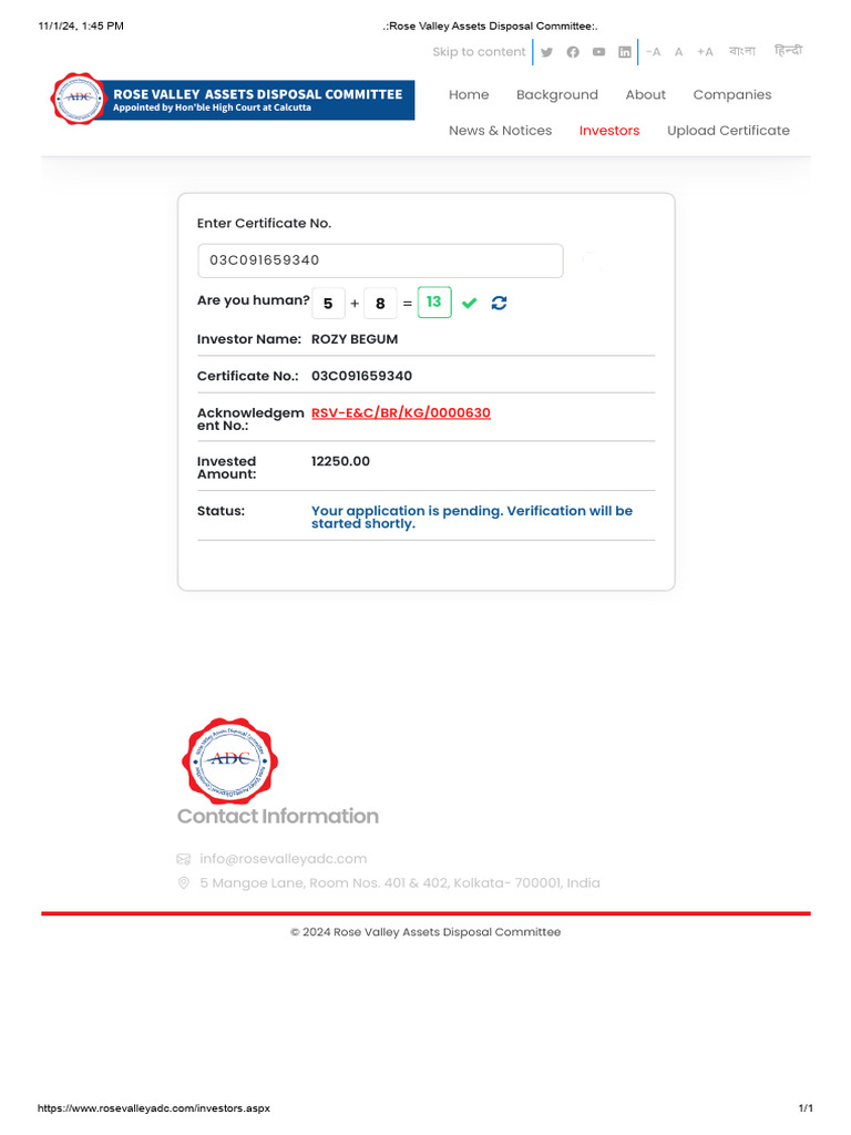 Rose Valley Assets Disposal Committee | PDF