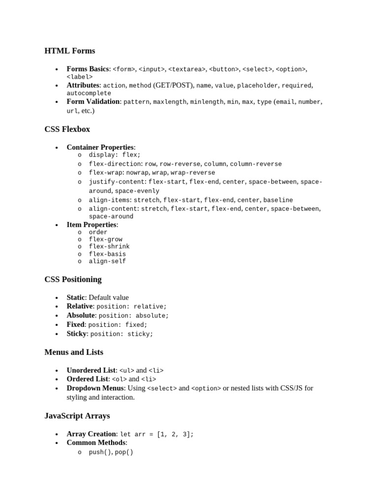 HTML Forms, CSS Flexbox, JavaScript Guide | PDF | Teaching Methods & Materials | Computers