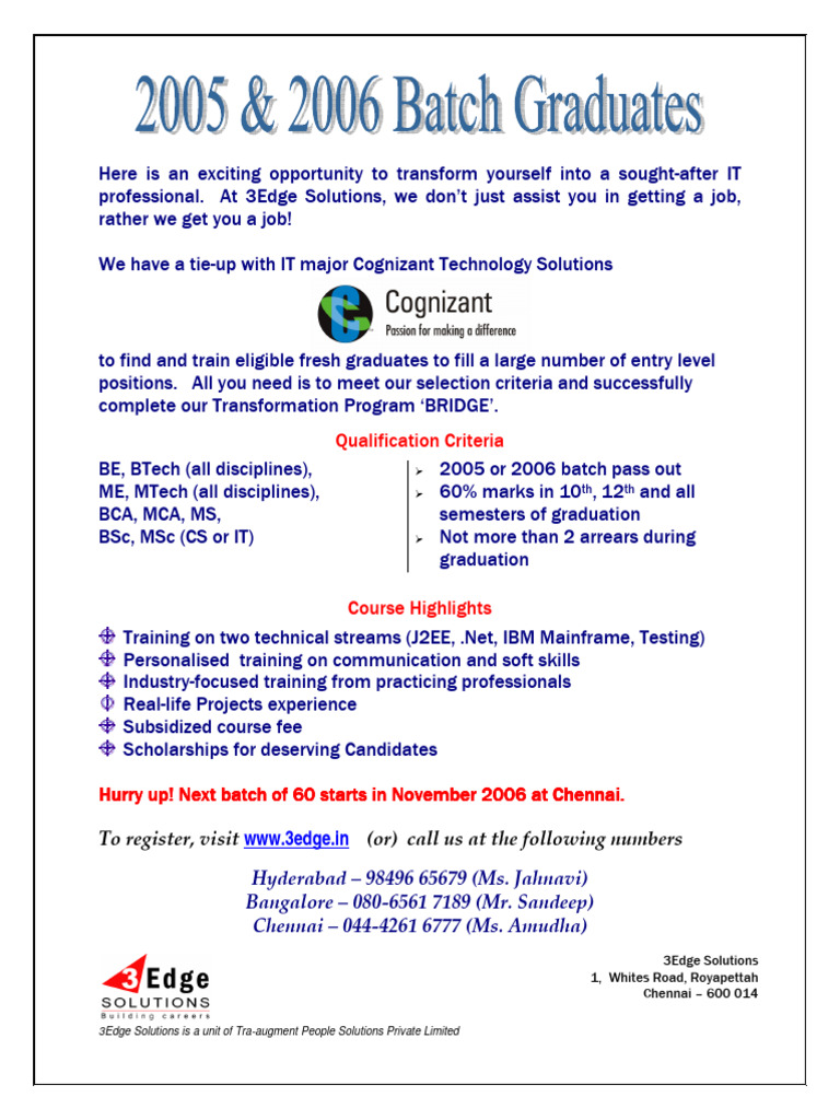 Fresh IT Graduates: Job Training Opportunity | PDF | Career & Growth