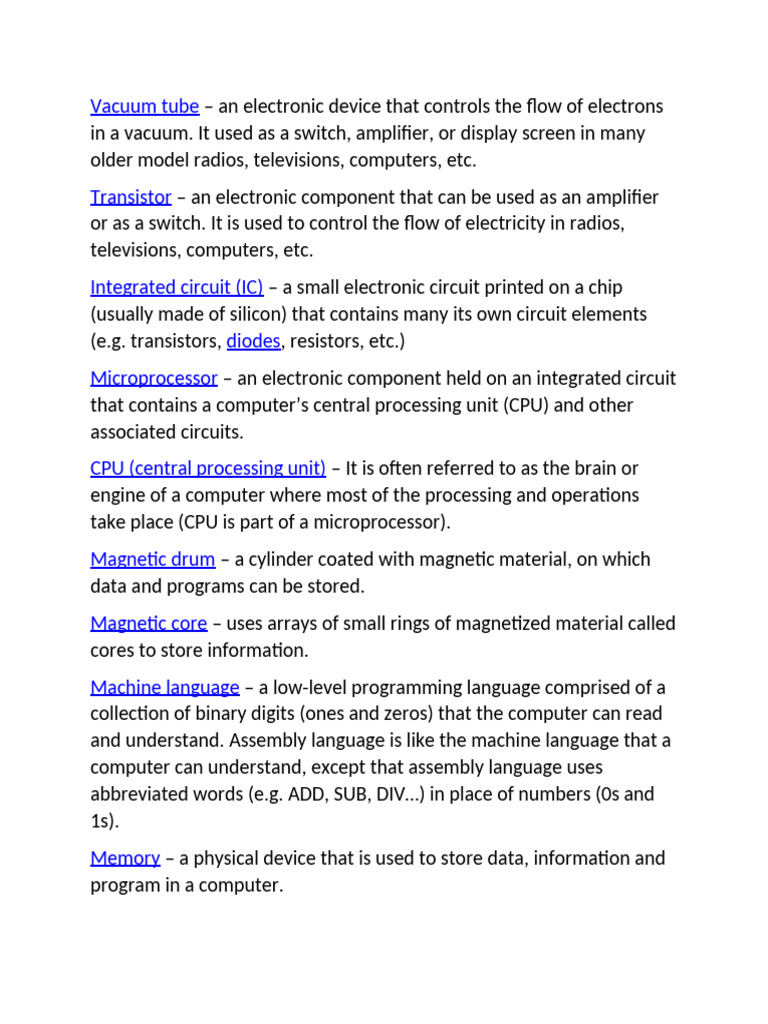 Pieces of Computer For Each Generation of Computers | PDF | Central ...